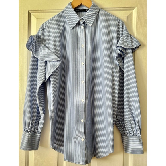 Zara | Tops | Zara Ruffle Shoulder Button Down Shirt | Poshmark